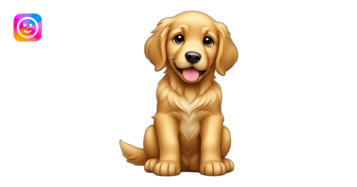 cute puppy golden retriever beige full body seated emoji | AI Emoji ...