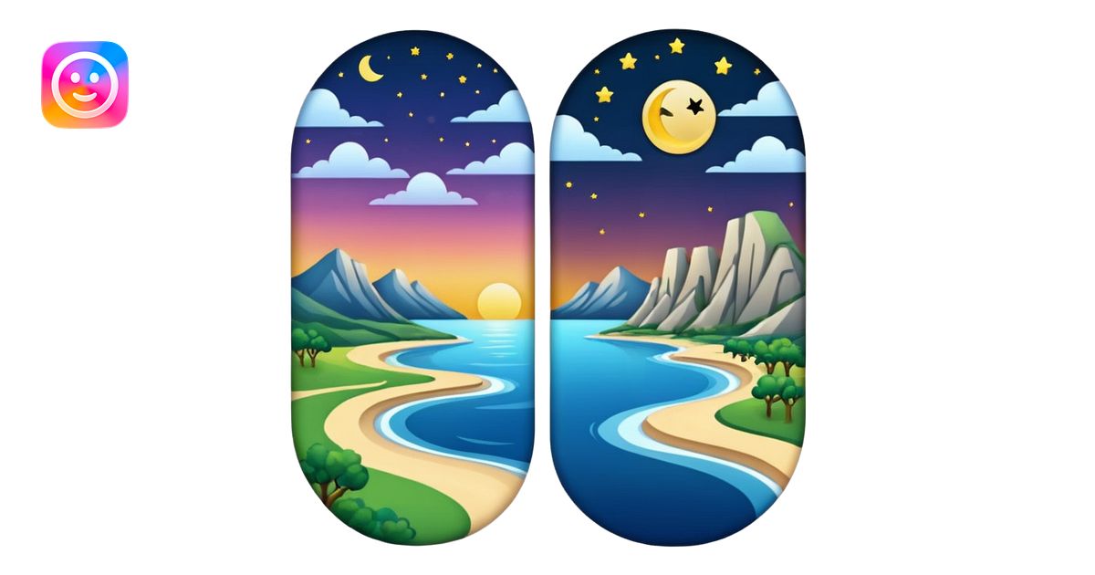 Day & Night in a single picture half night half day emoji | AI Emoji ...