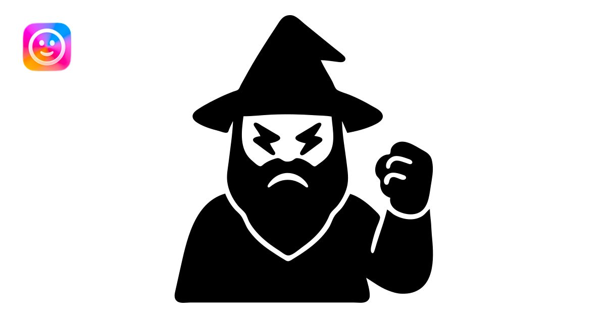 angry wizard with lightning eyes and a balled up fist icon | AI Emoji ...