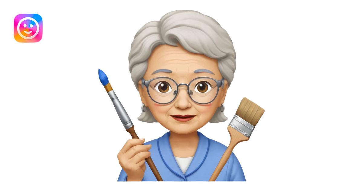 Grandma is painting an house emoji | AI Emoji Generator