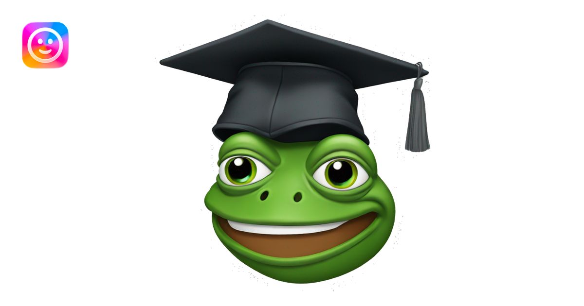 graduate pepe frog head emoji | AI Emoji Generator
