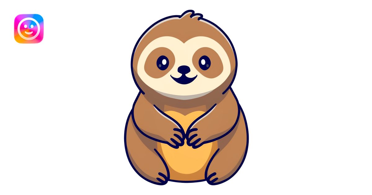 sloth face, cartoon style, close up, fills the image, playful ...