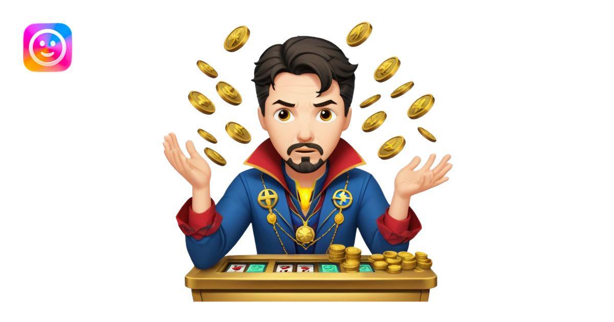 disheveled Doctor Strange losing money at a slot machine, panicked face ...