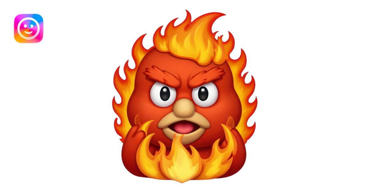 Elmo angry surrounded by fire emoji | AI Emoji Generator