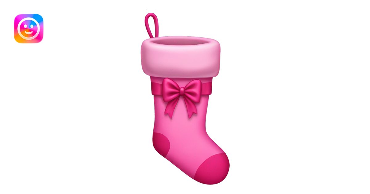 pink christmas stocking with pink bow emoji | AI Emoji Generator