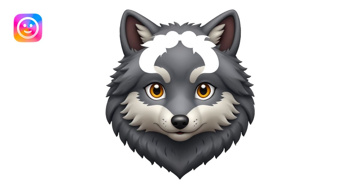 cute dark grey wolf inside heart emoji | AI Emoji Generator