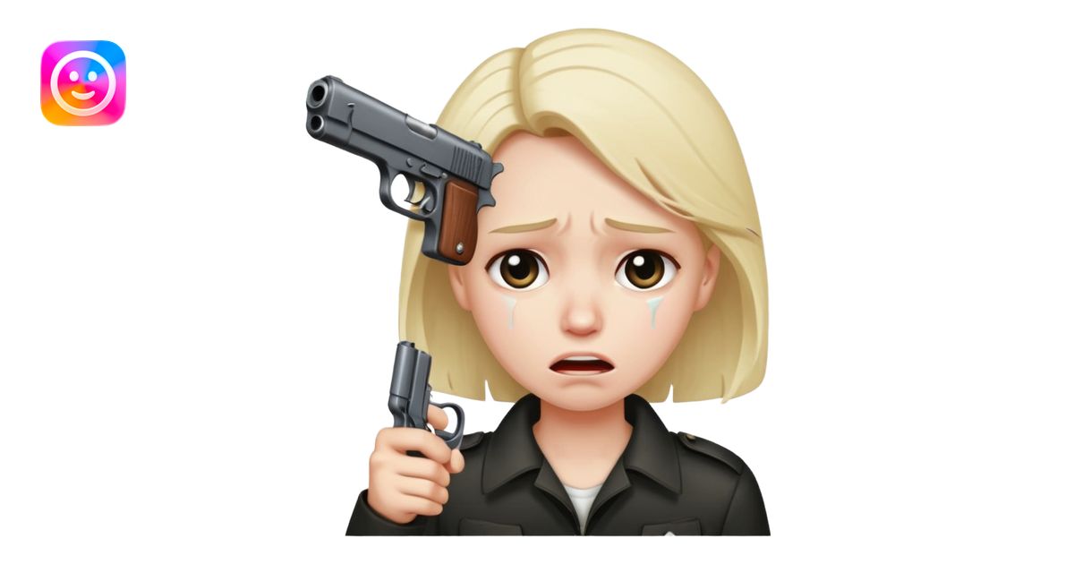 sad face with a gun pointed to its head emoji | AI Emoji Generator