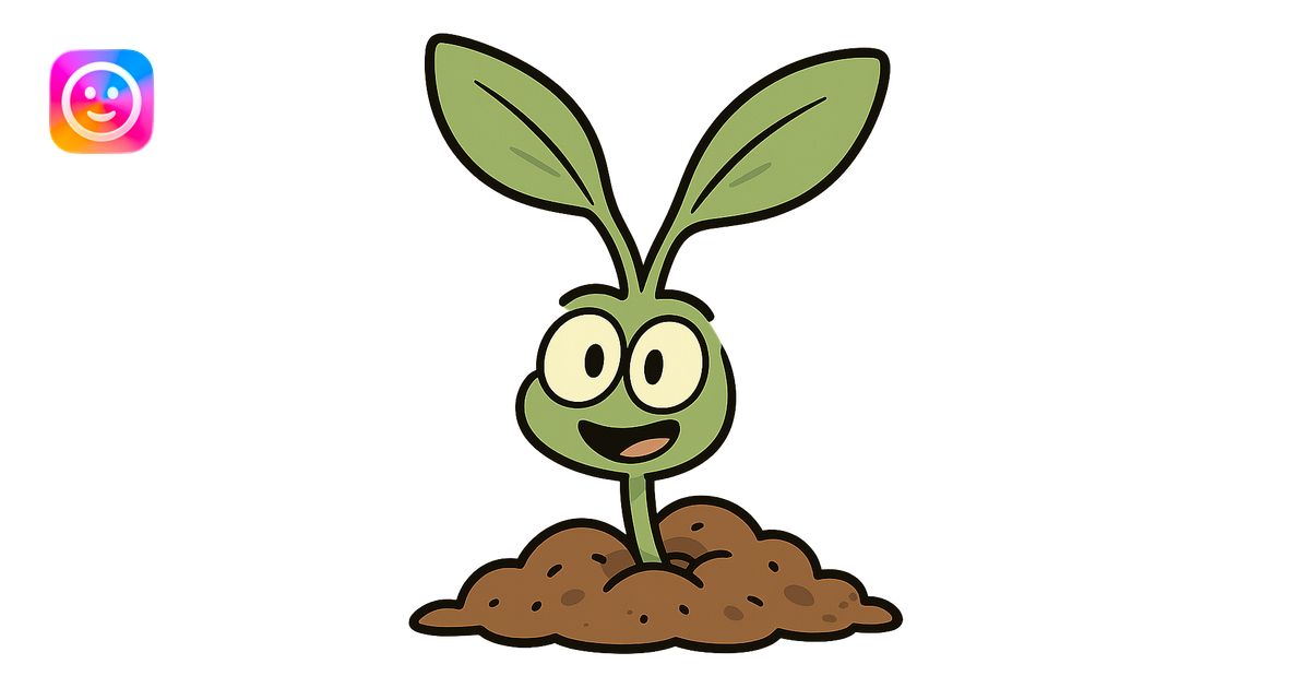 cartoon style illustration of a plant sprout just emerging from the ...
