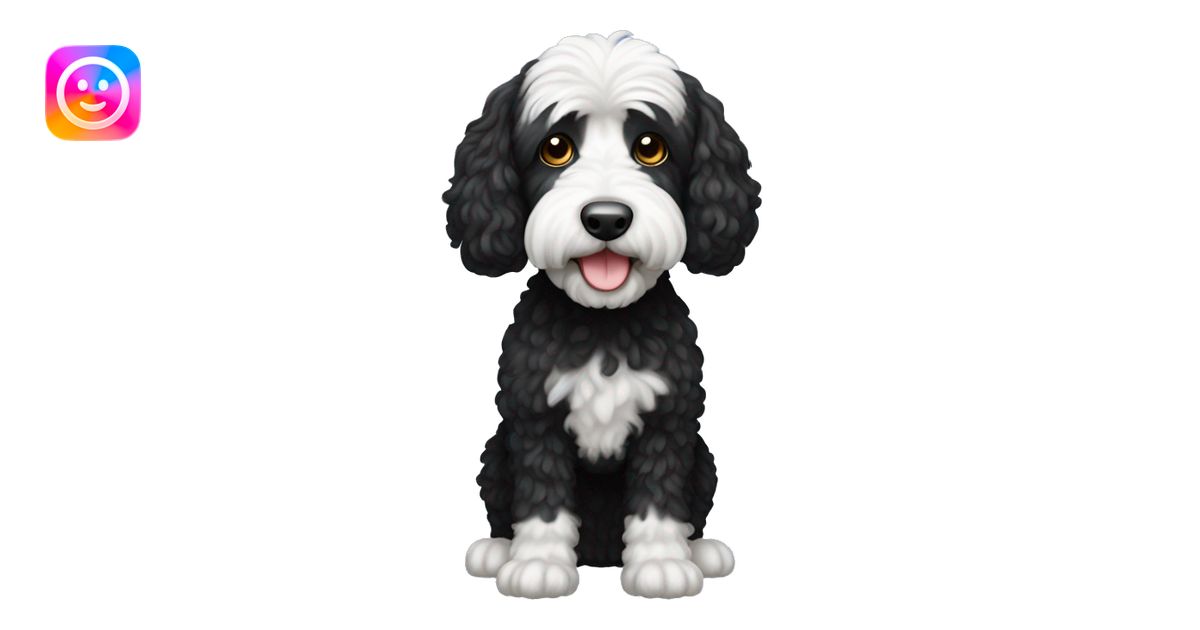 Black cockapoo full body small white stripe emoji | AI Emoji Generator