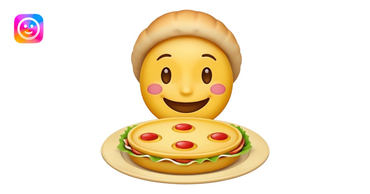 happy face emoji enjoying delicious food, with a plate of food and a ...