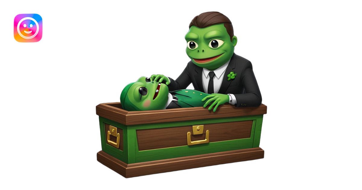 A coffin with "ECHO" written on it, being nailed shut by a Pepe the ...