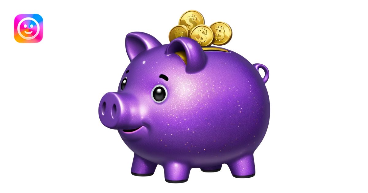 money in a glitter purple piggy bank emoji | AI Emoji Generator
