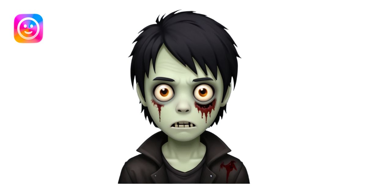 boy zombie with black medium-long emo shaggy hair, dark and spooky ...