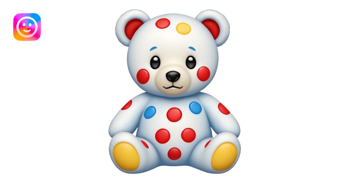 White teddy bear covered with blue, red and yellow spots emoji | AI ...