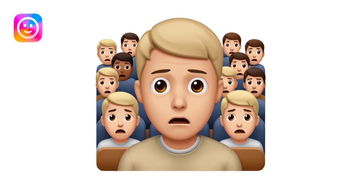a FRONT PERSON FEELING FEAR, with the audience BEHIND HIM emoji | AI ...