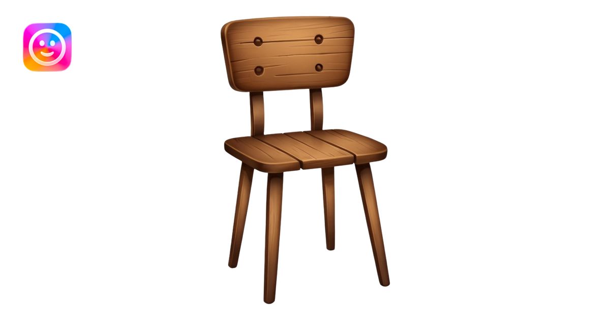 Wooden chair with on with three leg emoji | AI Emoji Generator