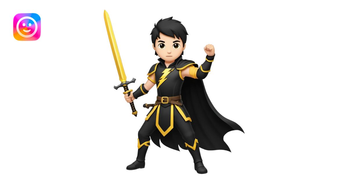 Silhouette holding sword, lightning striking sword, dramatic pose ...