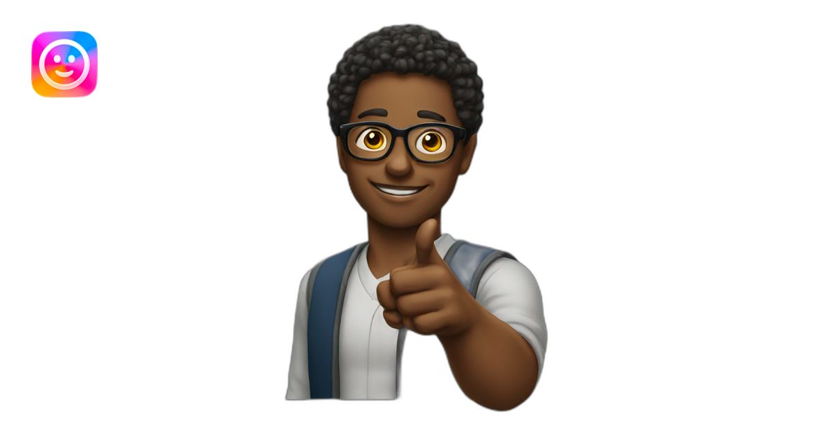 black nerd pointing finger up emoji | AI Emoji Generator