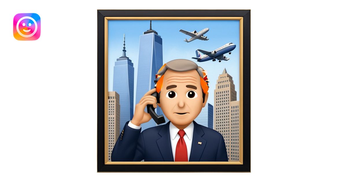 emoji of the world trade center with a plane crashed into it and george ...