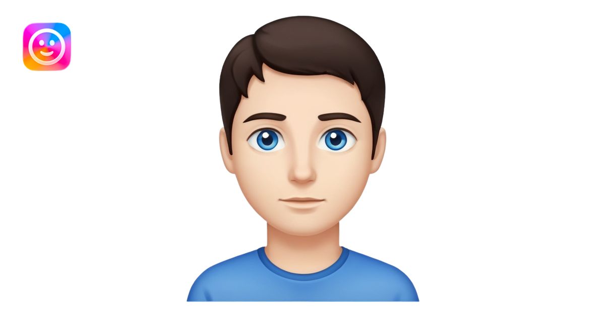 Dark brown hair blue eyes emoji | AI Emoji Generator