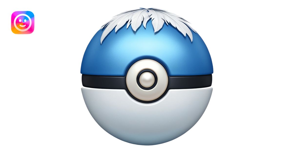blue pokeball emoji, top half is a more saturated blue, bottom half is ...