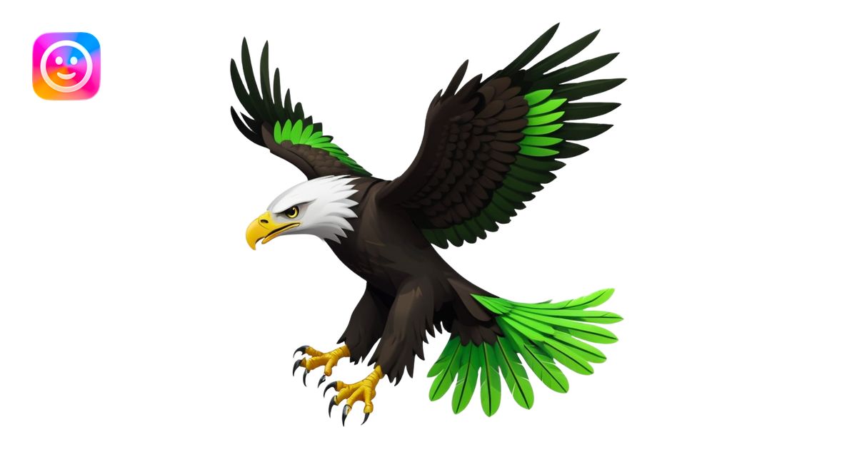 Stylized vector eagle flying sideways, wings spread up. Matte black ...