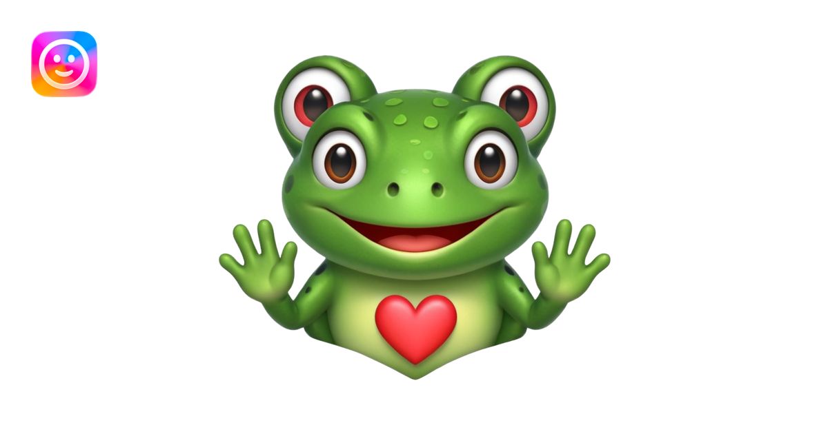 Frog wave with heart eyes emoji | AI Emoji Generator