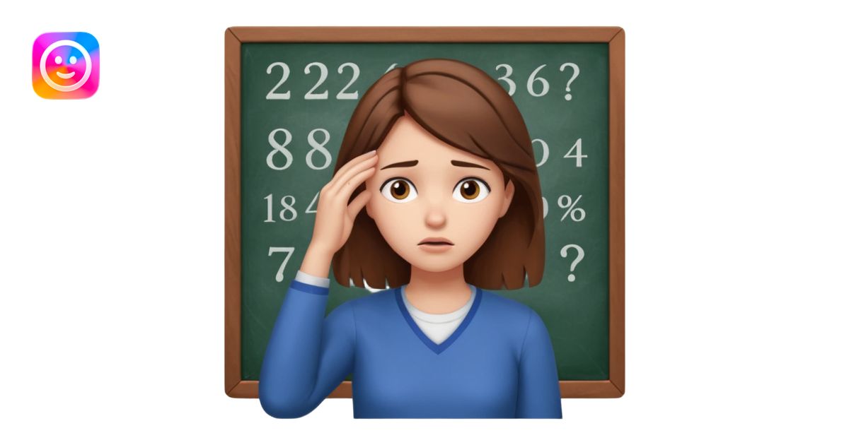female student, looking puzzled, holding her head with one hand ...