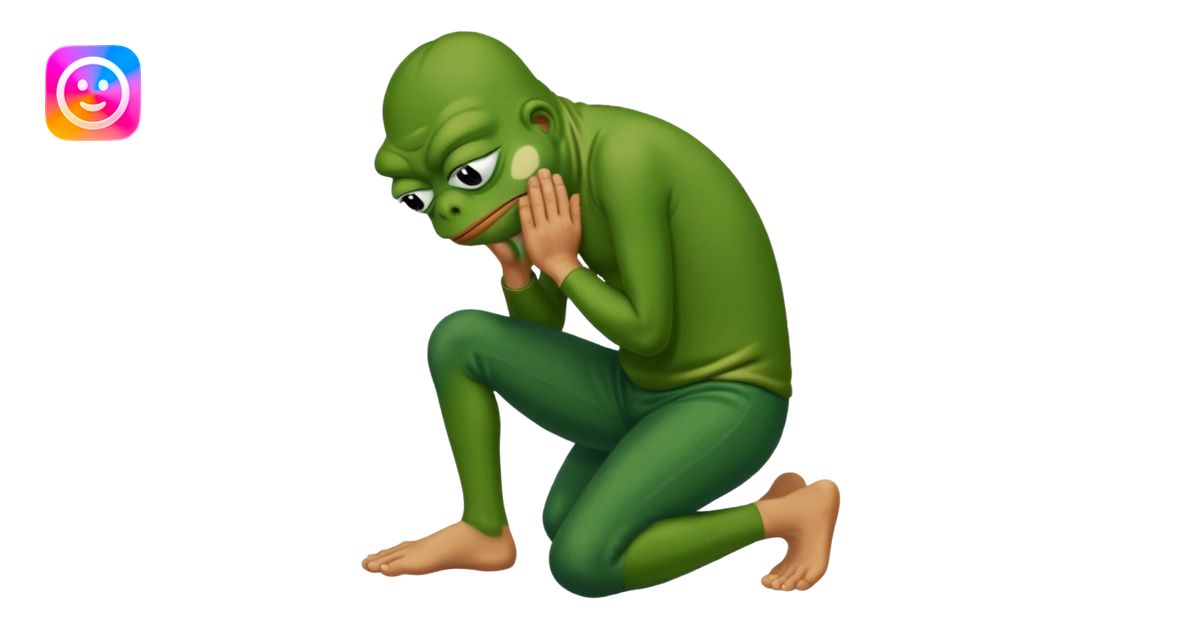 Pepe the frog kneeling and praying in front of man’s feet emoji | AI ...