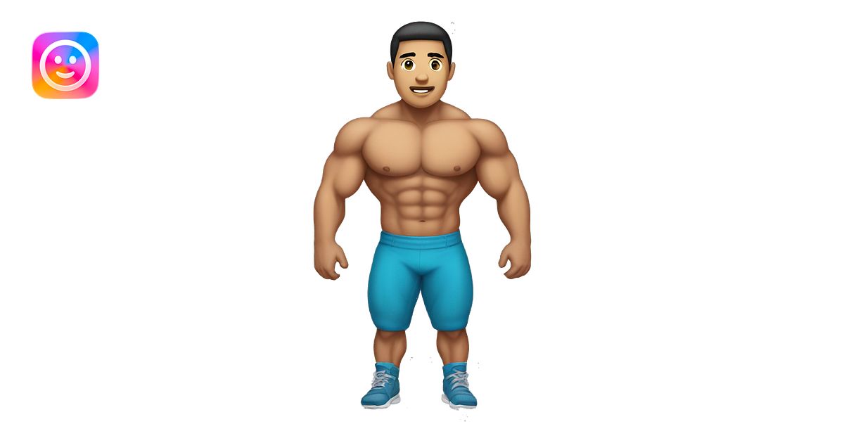 buff gym asian man full body emoji | AI Emoji Generator