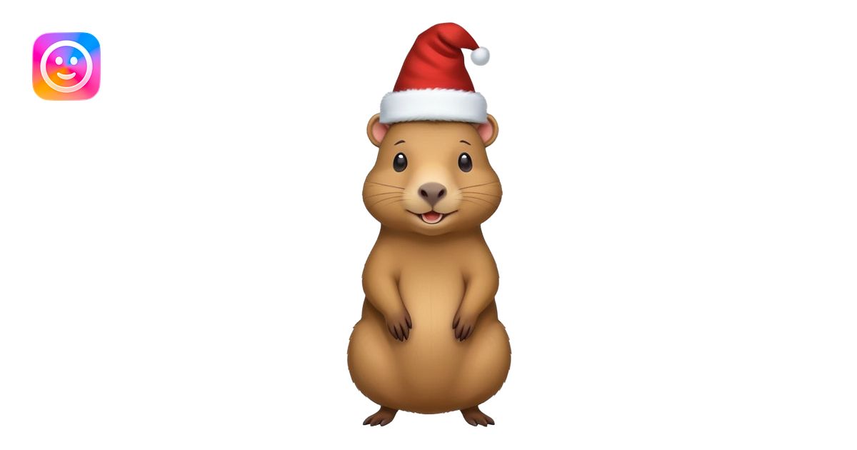 A full-length capybara wearing a New Year's hat emoji | AI Emoji Generator