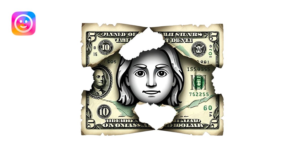 Ripped in half dollar bill emoji | AI Emoji Generator