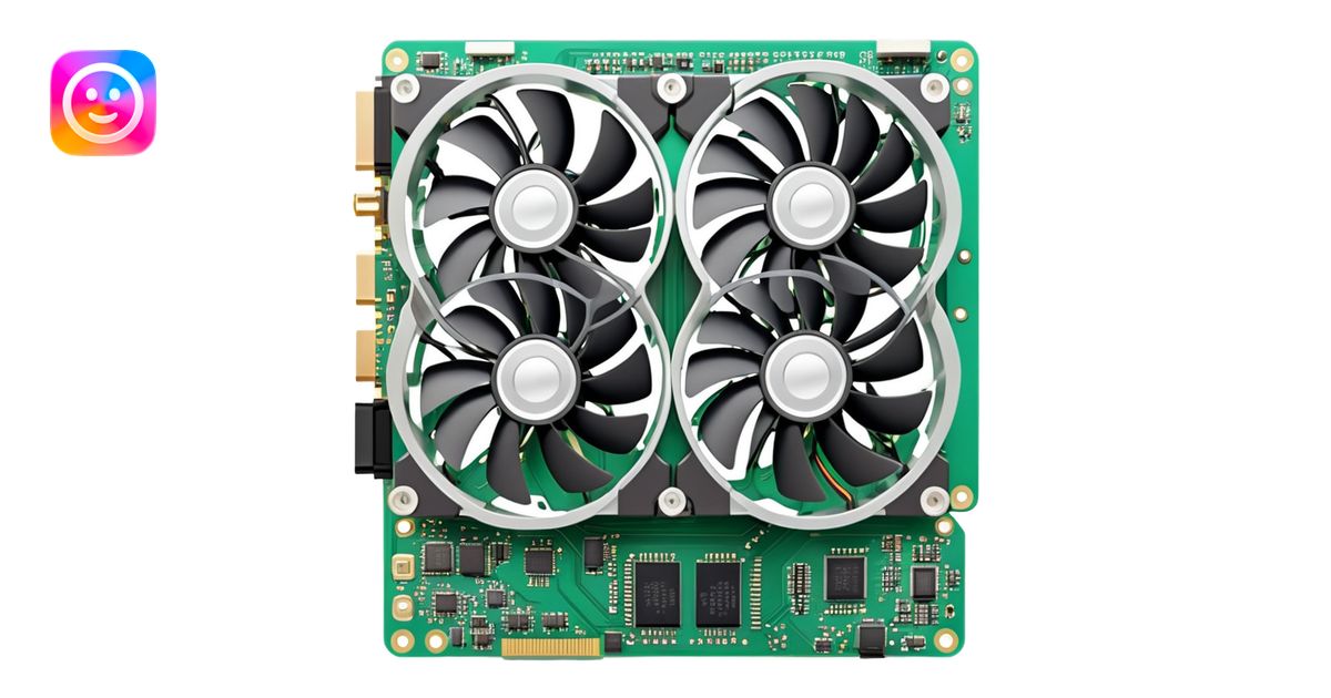computer graphics card, GPU with fans and circuit board emoji | AI ...