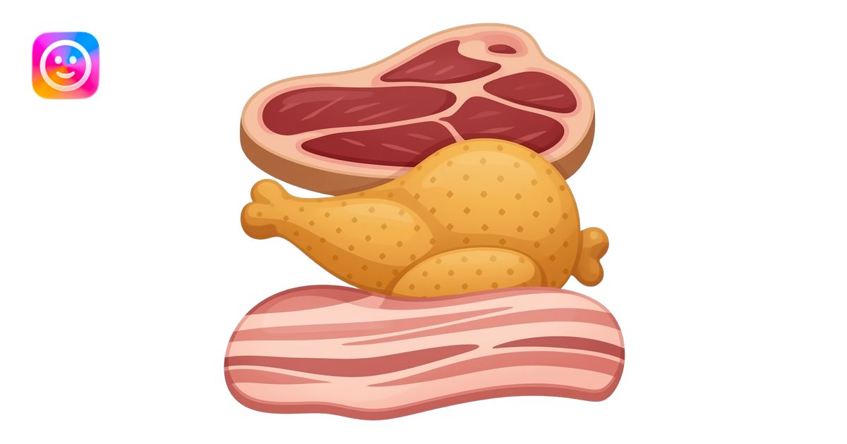 vector flat beef chicken pork belly put together emoji | AI Emoji Generator