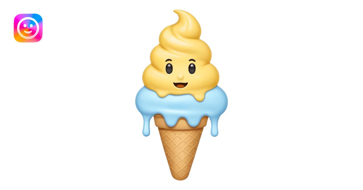 Ice cream emoji, pastel blue & yellow palette Flat vector, minimal ...
