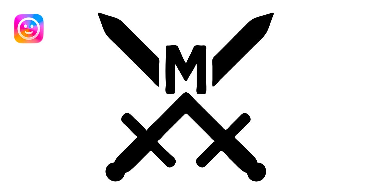 two crossed swords with the letter M icon | AI Emoji Generator