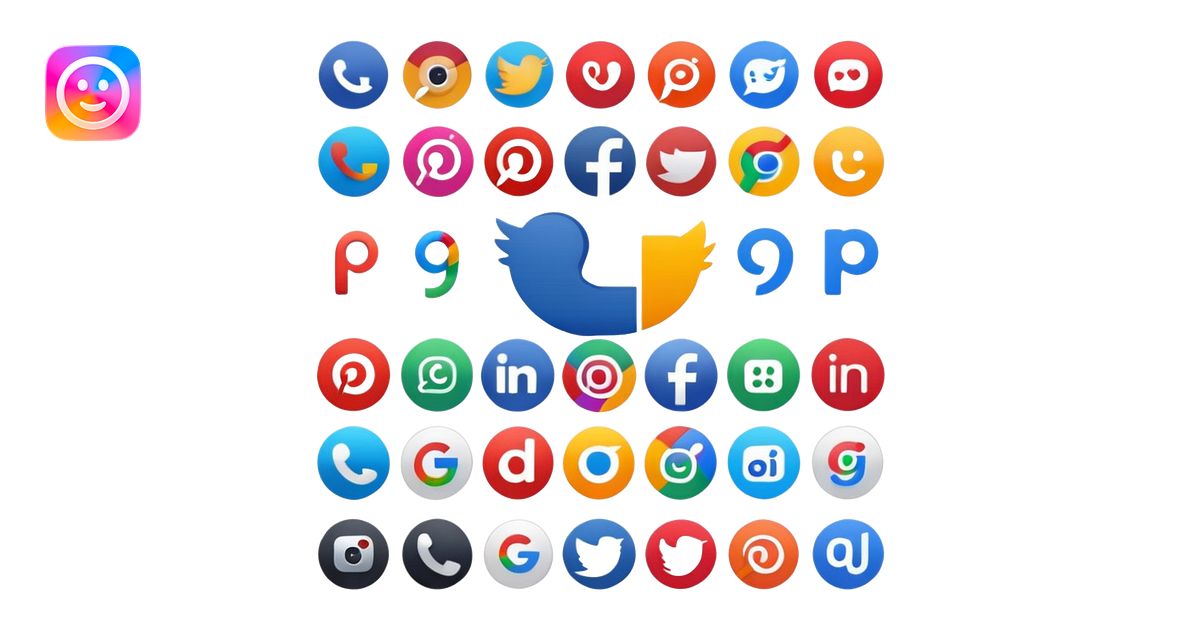 Create a set of social media logos grouped together: Slack, Reddit ...