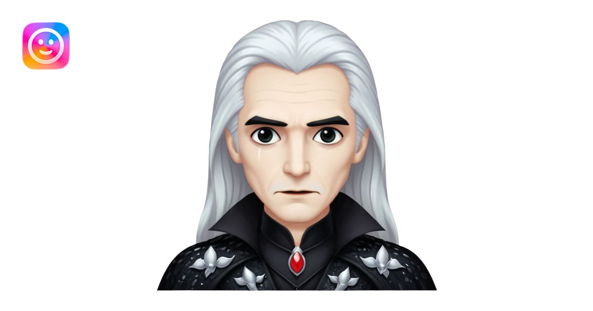 Dracula with long white hair, black sequin outfit emoji | AI Emoji ...