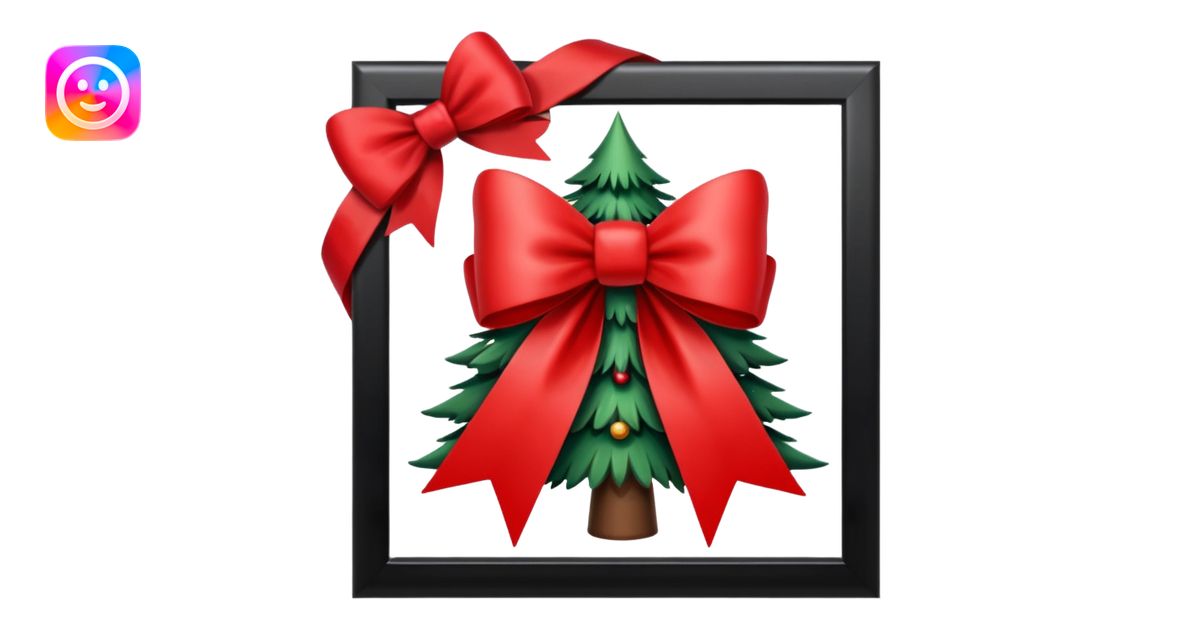 christmas frame with a big red bow in the top middle of the frame and a ...