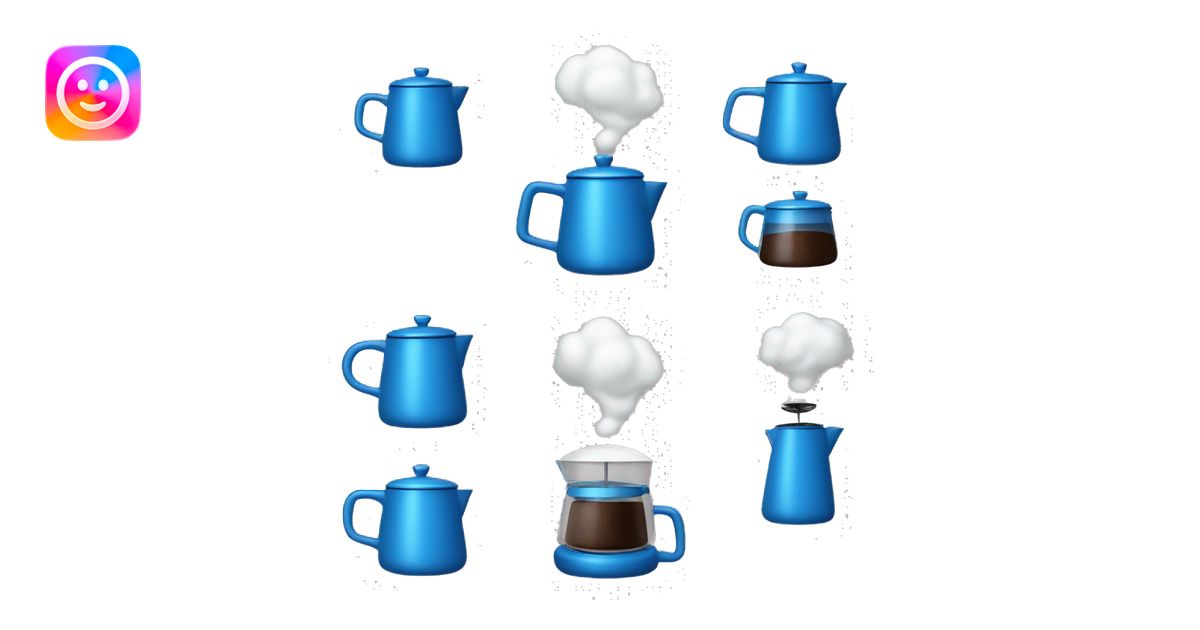 Cafetera de color azul emoji | AI Emoji Generator