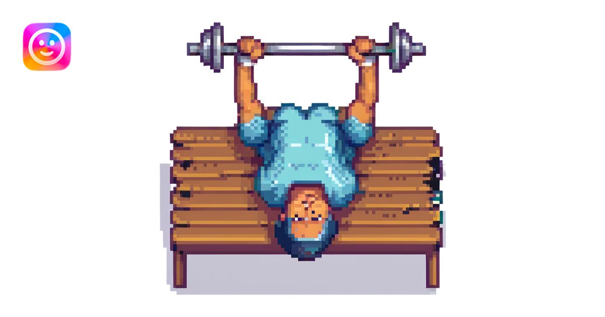 man doing bench press, pixel art style illustration | AI Emoji Generator