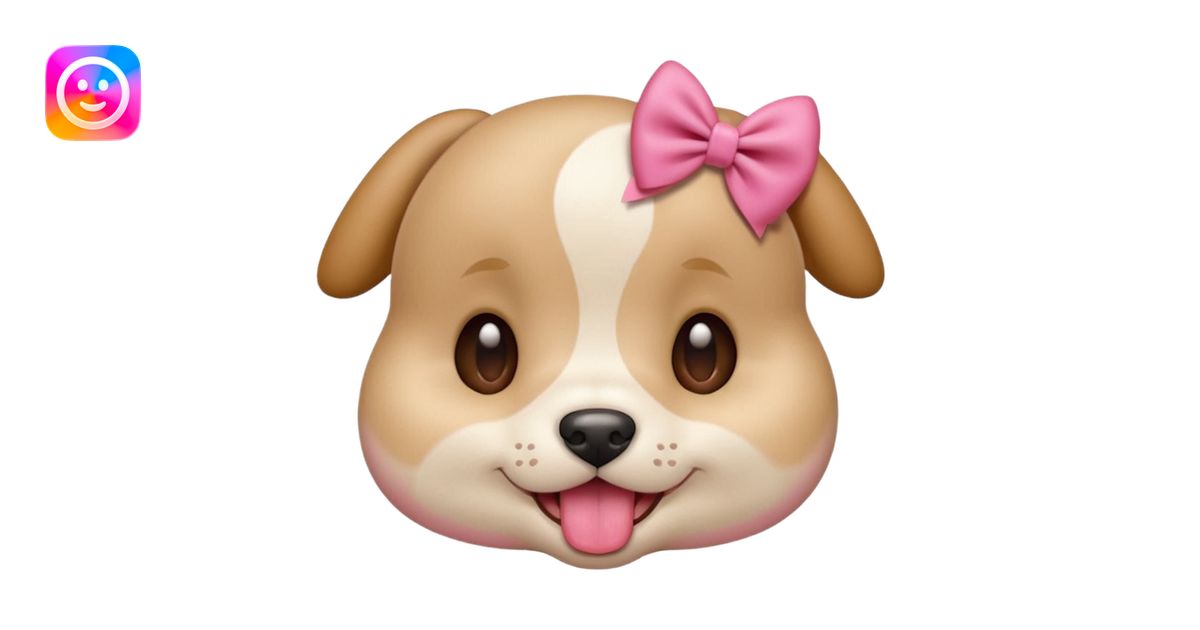 This puppy HEAD 🐶 with a pink bow and tongue out, please in apple ios ...