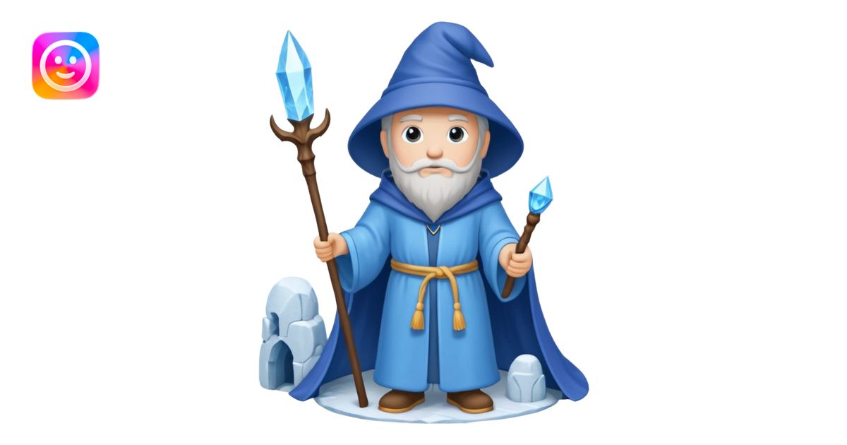 Wizard on the igloo emoji | AI Emoji Generator