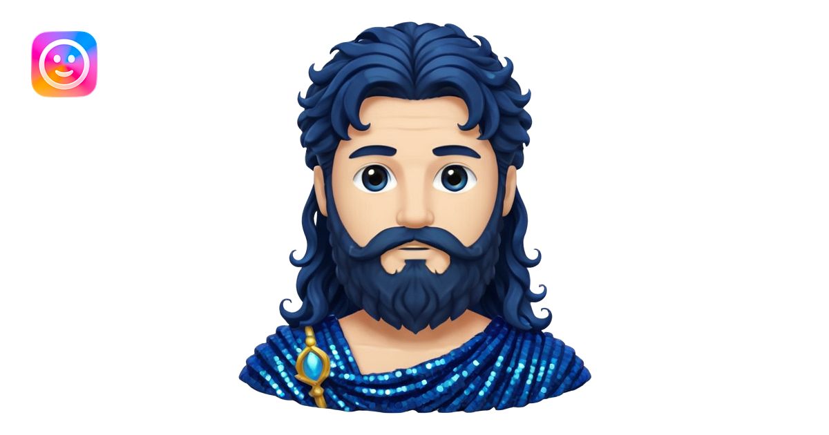 Neptune, God of Sea from Roman Deities with long jet black wavy hair ...