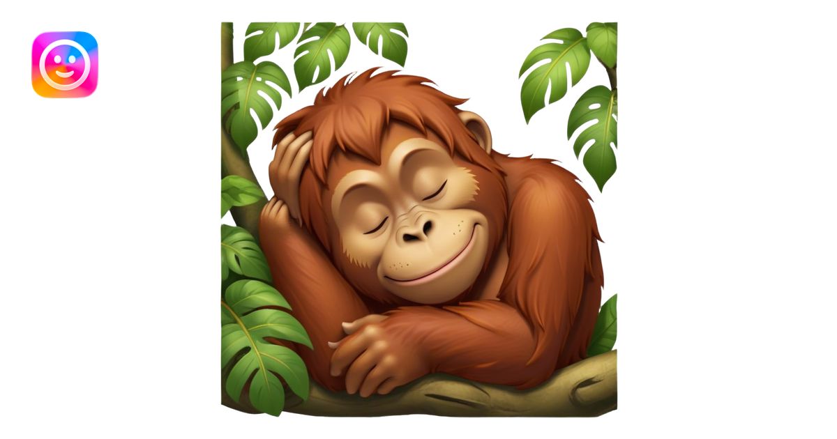 Meme-Worthy cute Sleeping Orangutan Portrait Emoji, Head resting ...
