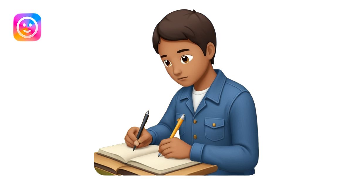 Writing in a field notes journal emoji | AI Emoji Generator