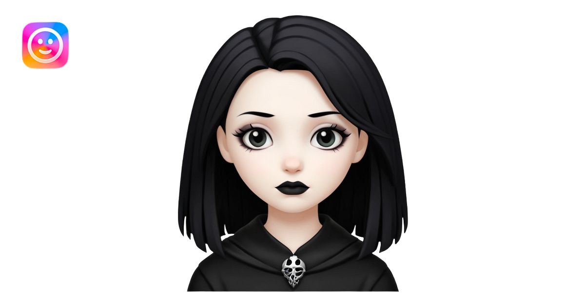 goth girl black and white hair emoji | AI Emoji Generator
