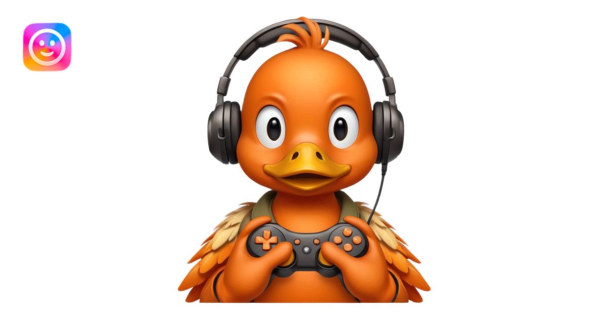 Gamer duck playing first person shooter game emoji | AI Emoji Generator