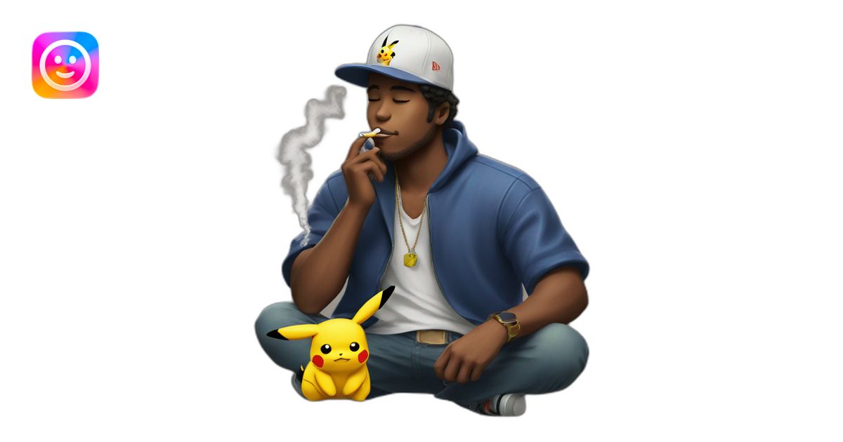 cool guy with pikachu hat smoking emoji | AI Emoji Generator