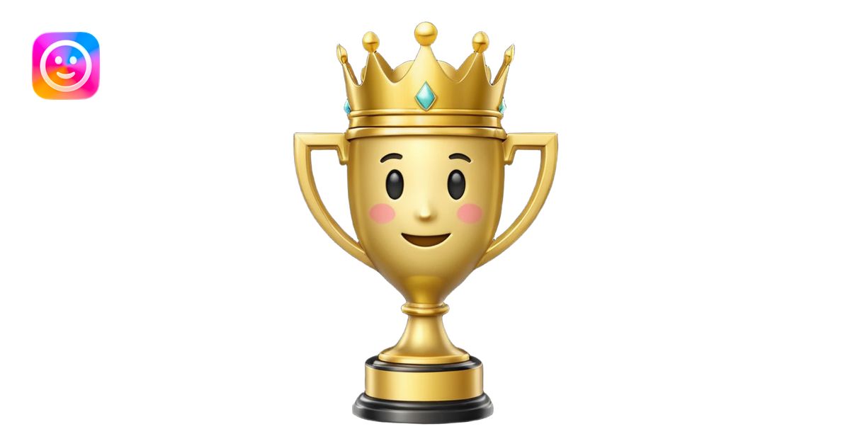 Win Emoji Glossy 3D emoji showing a gold trophy with a small crown ...